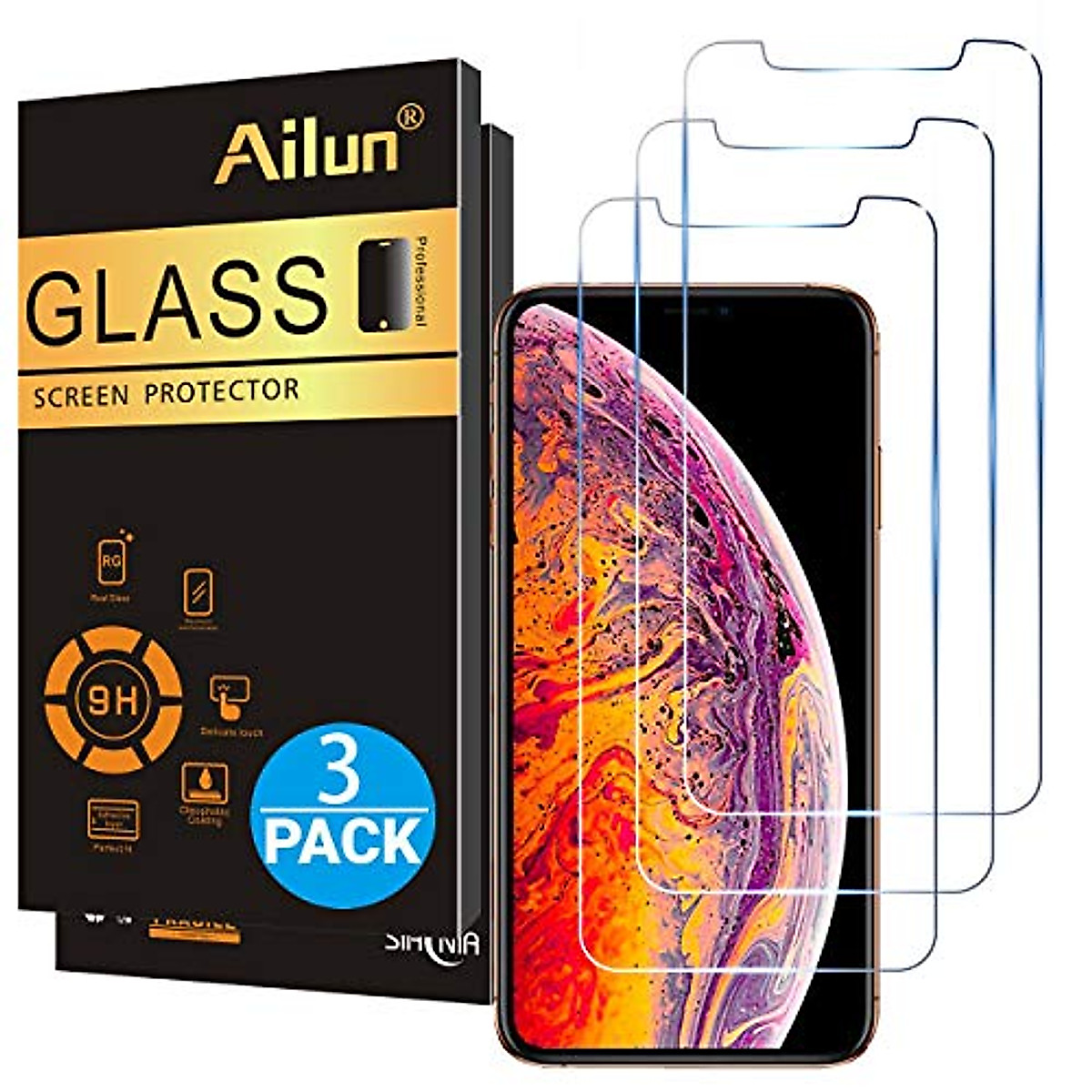 Ailun Screen Protector for iPhone 11 Pro Max/iPhone Xs Max 3 Pack 6.5 Inch 2019/2018 Release Case Friendly Tempered Glass