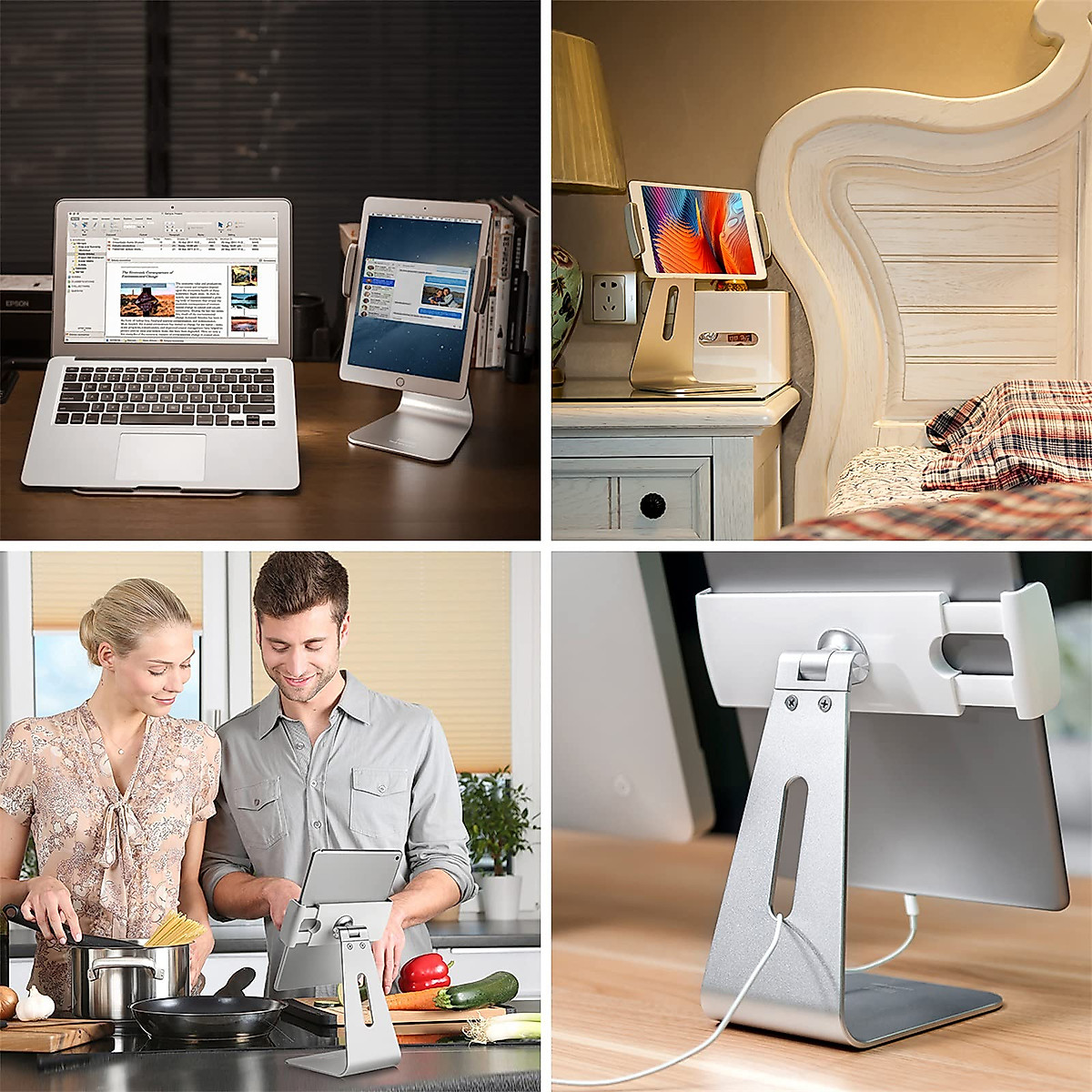 Viozon iPad Pro Stand, Tablet Stands 360° Rotatable Aluminum Alloy Desktop Mount Stand Compatible with 7-13inch iPad Pro iPadAir iPad Mini Surface and Surface Pro (Silver General)