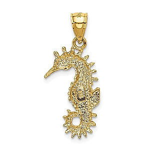 Diamond2Deal 14k Yellow Gold Seahorse Pendant (L- 26 mm W- 11 mm)