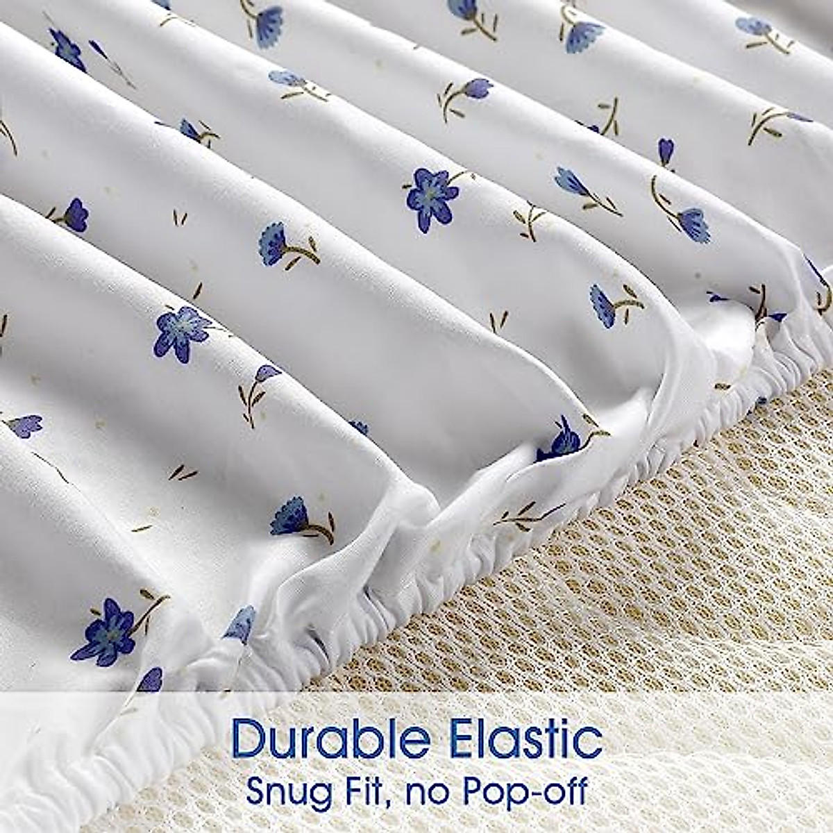 HOMEIDEAS 6 Piece Printed Full Size Bed Sheets, Extra Soft Brushed Microfiber 1800 Bedding Pattern Sheets, Deep Pocket, Wrinkle & Fade Free, Blue Floral