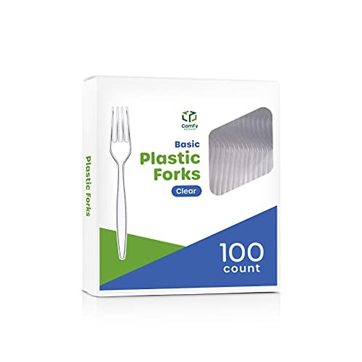 Comfy Package [100 Pack] Heavy Duty Disposable Basic Plastic Forks - Clear