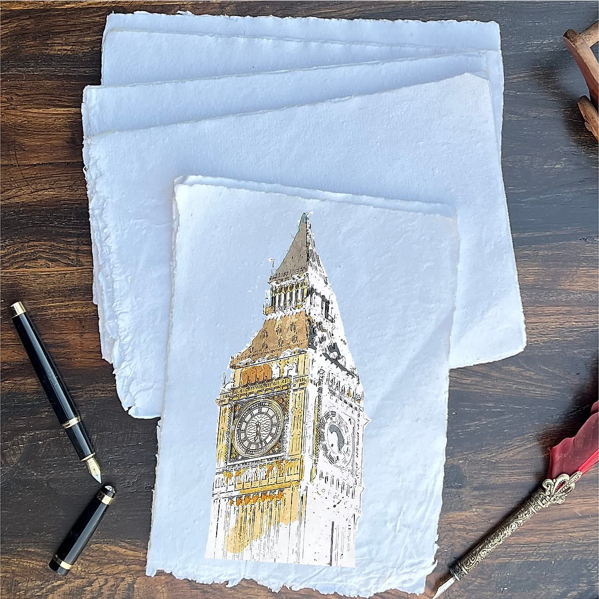 Watercolor Paper - Art Paper - Mixed Media Paper - Water Color Paper - Vintage Paper - 150 GSM Water Color Paper for Artists - Handmade Cotton deckled Edge Paper (A4 (11.7' X 8.3'), Off White)