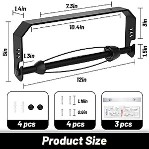 VEHHE Paper Towel Holder Under Cabinet, Perfect Tear Under Counter Paper Towel Holder, Adhesive or Drilling Paper Towel Roll Holder Wall Mount for Kitchen, Easy-Change Paper Towel Rack|Black