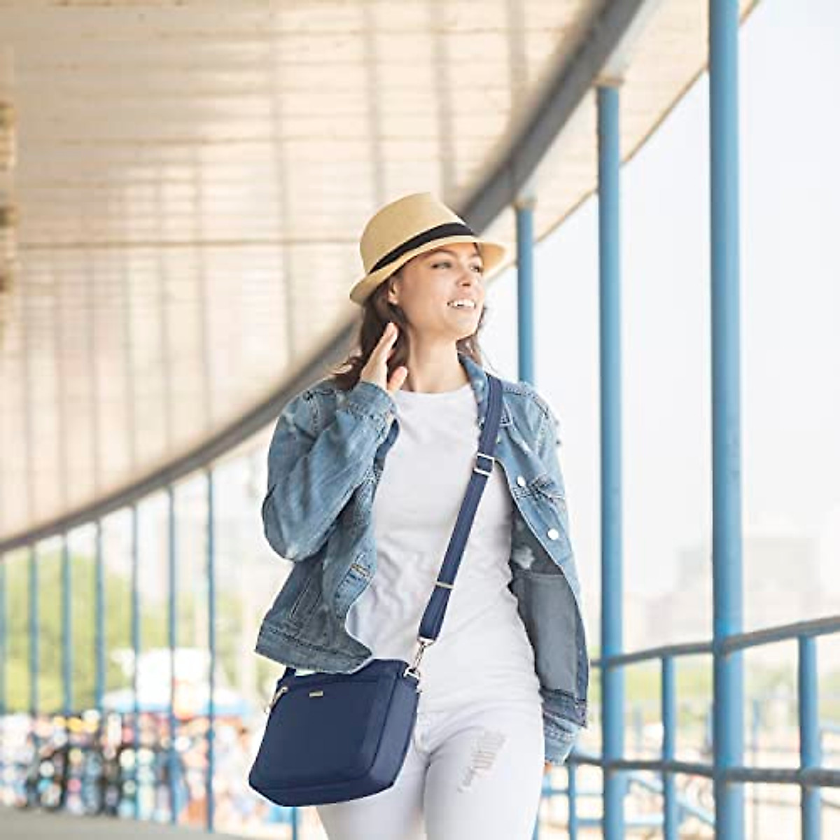 Travelon Women's Classic Anti-Theft Small East/West Crossbody Bag, Midnight, 10.5 x 8 x 2.5