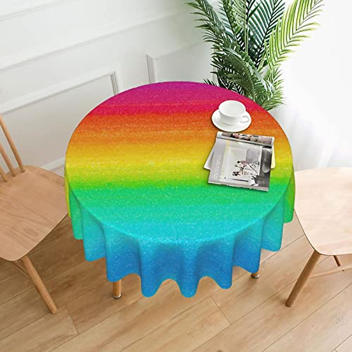 Vodbne Rainbow Round Tablecloth 60 Inch for Indoor and Outdoor, Waterproof Table Cloth Cover Decorative for Kitchen Dining Table, Parties and ​Camping