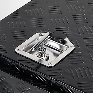 MOTORHOT 30" W x 17" D x 18" H Aluminum Truck Bed Tool Box, Diamond Plate ToolBox for Pick Up Truck RV Trailer, Chest Storage Organizer with Lock and Keys, Black