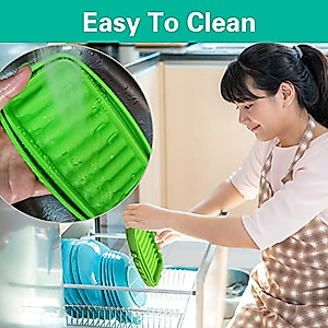 ROVANCHY 4Pcs Air fryer Air fryer liners,Silicone air fryer liners,Circular Silicone air fryer basket Air fryer silicone pot Air fryer silicone baking tray(rectangle, 2PCS GREEN+2PCS PURPLE)