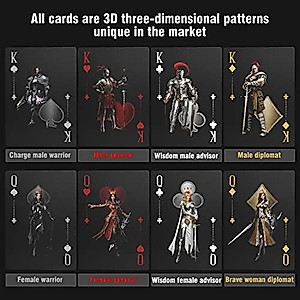 WJPC Waterproof Playing Cards，Plastic Playing Cards,Deck of Cards ，Game and Party Poker Cards (Knight Gold)