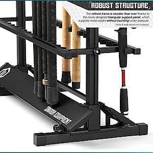 Savior Equipment Fishing Rod Rack Holder Organizer, Lightweight Aluminum Vertical Fish Pole Garage Storage Ground Display Stand, Hold Up to 24 Slots Fresh Salt Water Spinning Rods & Reel Combo, Black