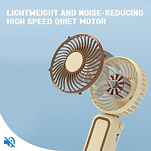 QearFun Portable Handheld Fan, Hand Fan with USB Rechargeable Battery, Mini Electric Pocket Fan with Foldable Design for Desktop, Home,Office, Small Hand Held Fan for Travel and Outdoor-Pink