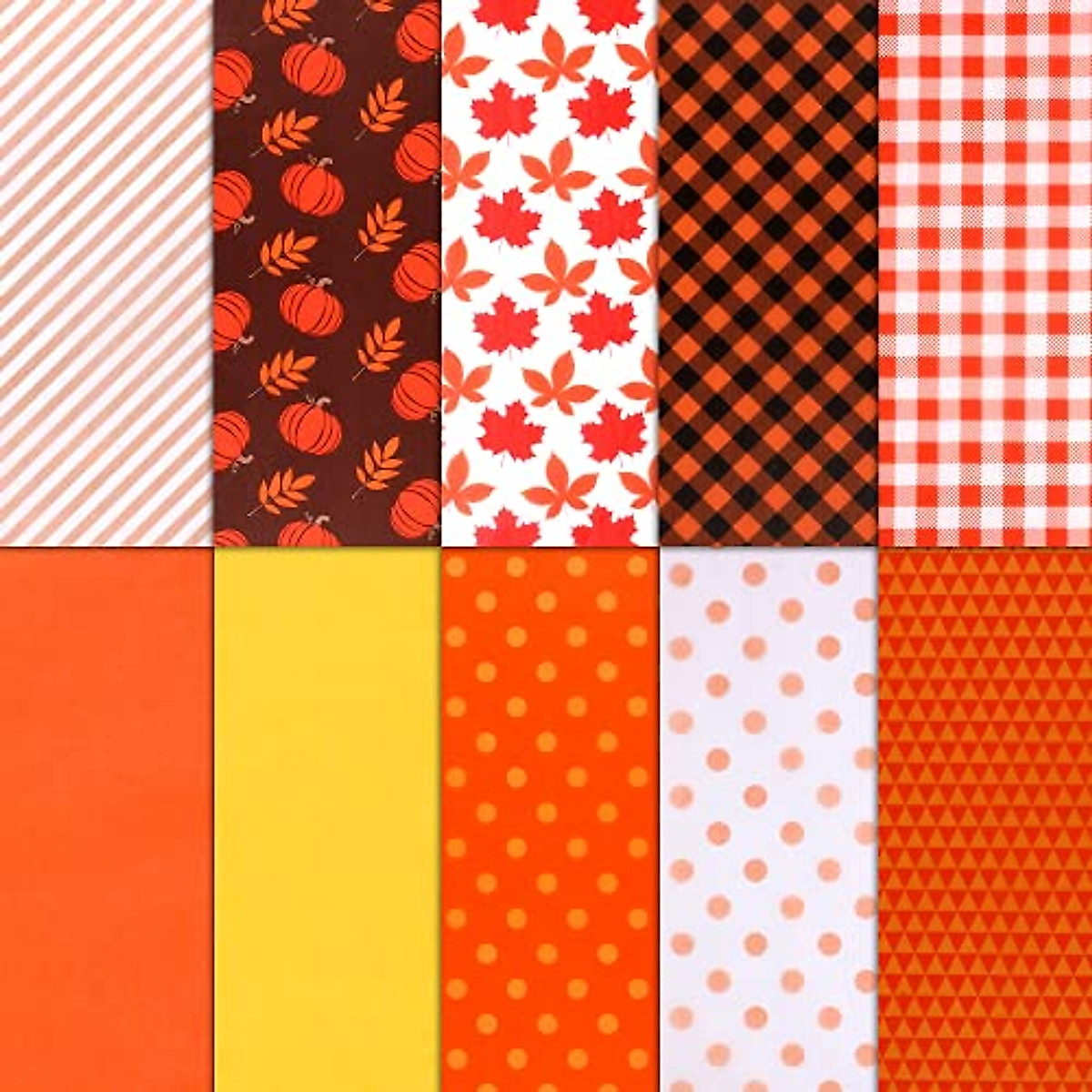 SANNIX 100 Sheet Fall Thanksgiving Tissue Paper, Pumpkin Maple Leaves Plaid Dots Crafts Paper Orange Yellow Autumn Wrapping Paper for Fall Harvest Thanksgiving Gift Wrapping Decorations (10 Design)
