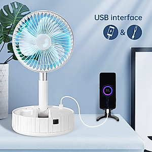 AIDENOEY Portable Telescopic Foldable Desk Fan,10000mAh Foldable Pedestal Floor Fan with 4 speed remote control electric collapsible Standing fan,usb charging,for office home outdoor camping