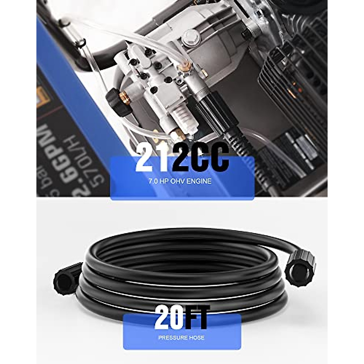 Gas Pressure Washer, ENGiNDOT 3400 PSI 2.6 GPM Gas Powered High Pressure Clean Machine with 212CC 7.0 OHV Engine, Soap Tank, 5 QC Nozzles, CARB Compliant - GPW3400