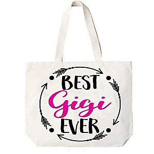 COCOVICI Gigi Tote Bag | Best Gigi Ever | Grandma Gifts | Gigi Gifts | Gigi Christmas Gift | Christmas Gift from Grandkids (Best Gigi Ever Pink/Black Font)