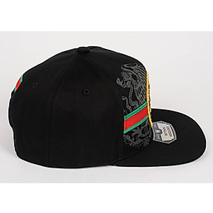 Mexican Hat Mexico State Federal Name Embroidered Snapback Flat Bill Baseball Cap (State-Michoacan) Black