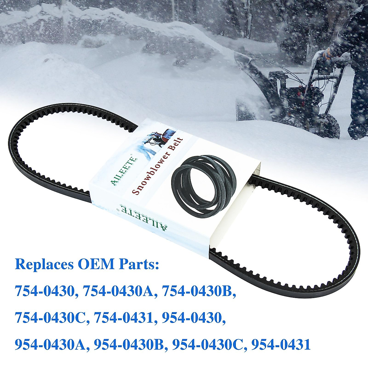 AILEETE 954-0430C Auger Belt 3/8" x 35" for MTD Craftsman Cub Cadet Troy-Bilt Ryobi Yard Man Snowblower 754-0430, 754-0430A, 754-0430B, 754-0430C, 754-0431, 954-0430, 954-0430A, 954-0430B, 954-0431