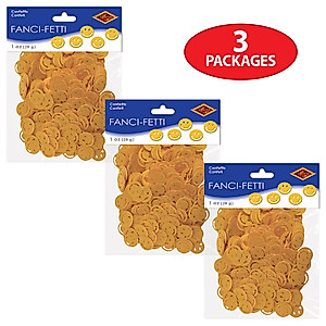 Beistle 3 Ounces Plastic Smile Faces Confetti For Retro Table Decorations And Cheerful Celebrations