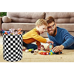 HIYAGON Boys Laundry Basket hamper Kids Storage Basket Car Toy Organizer Bins for Room Decor,Gift Basket for Bedroom(Racing Flag)