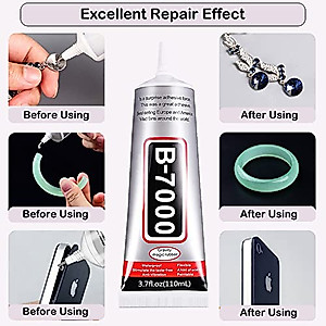 3.7oz B7000 Rhinestone Clear Glue for Jewelry Making, 110 ml Multipurpose Adhesive Jewlery Glue for Fabric, Tumblers, Rhinestones DIY Crafts, Nail Art, Makeup, Shoes, Cell Phones, Tablet, Wood