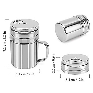 Accmor 2pcs Salt and Pepper Shakers with Adjustable Pour Holes,Pepper Spice Shakers,Stainless Steel Seasoning Shakers for Salt Pepper Cinnamon Powder Sugar