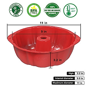 SILIVO 9 Inch Silicone Bunt Cake Pans (2 Pack) - 10 Cup Nonstick Silicone Fluted Tube Pan, Silicone Cake Molds for Baking for Cake, Brownie, Jello and Bavarois