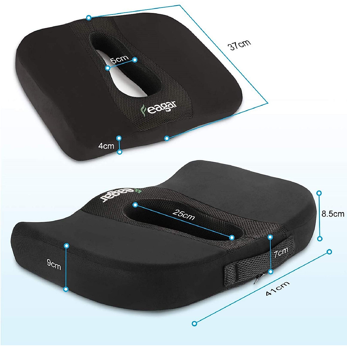 Feagar Seat Cushion, Office Chair Cushions, Memory Foam Car Seat Cushion for Ergonomic Coccyx Back ailbone, Sciatica Pain Relief, Breathable Cover & Non-Slip Bottom, Car Seat, Desk Chair Cushion