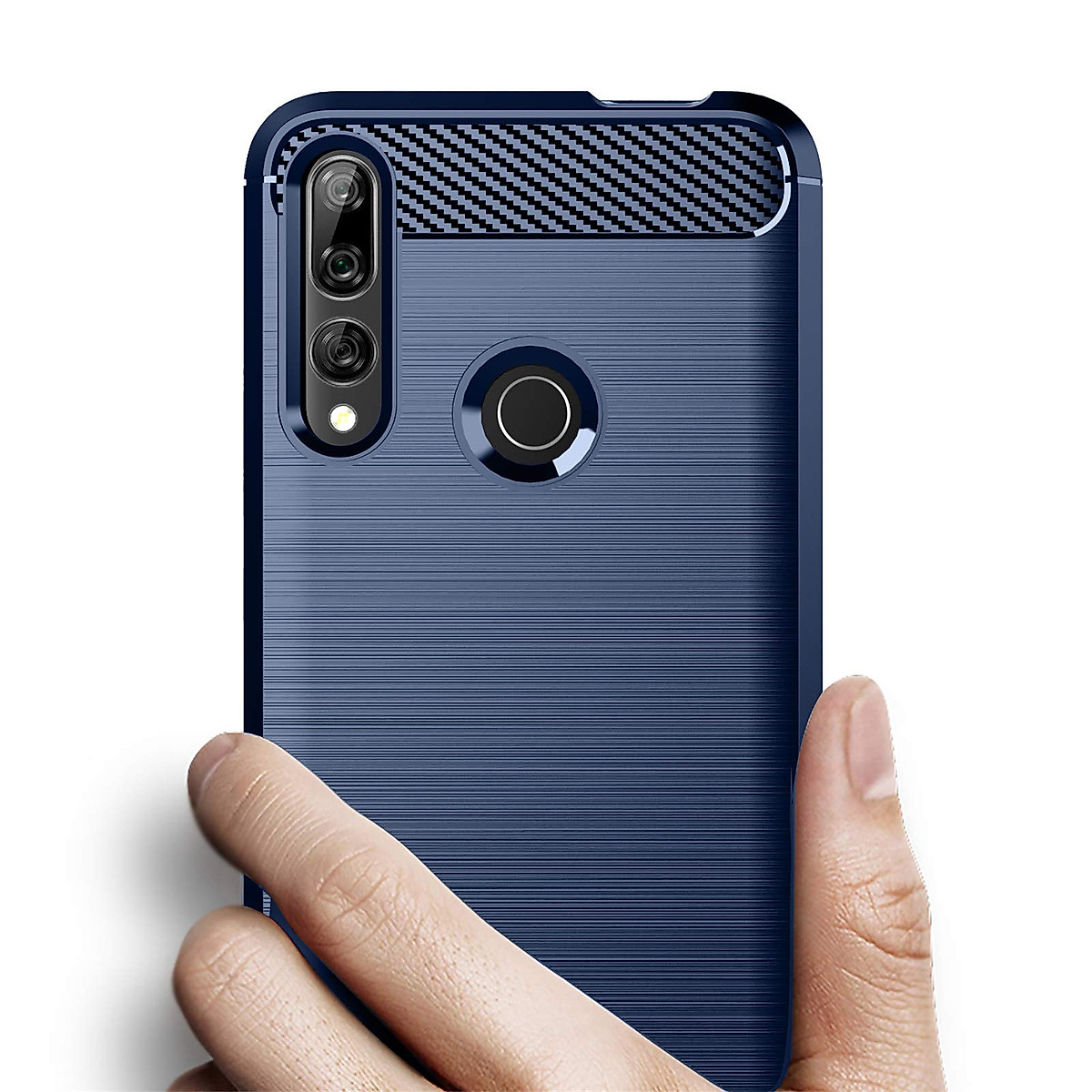 Asuwish Phone Case for Huawei Y9 Prime 2019/Honor 9X/P Smart Z with Tempered Glass Screen Protector Cover and Cell Accessories Silicone Protective Hawaii Enjoy 10 Plus Carbon Fiber Women Men Blue