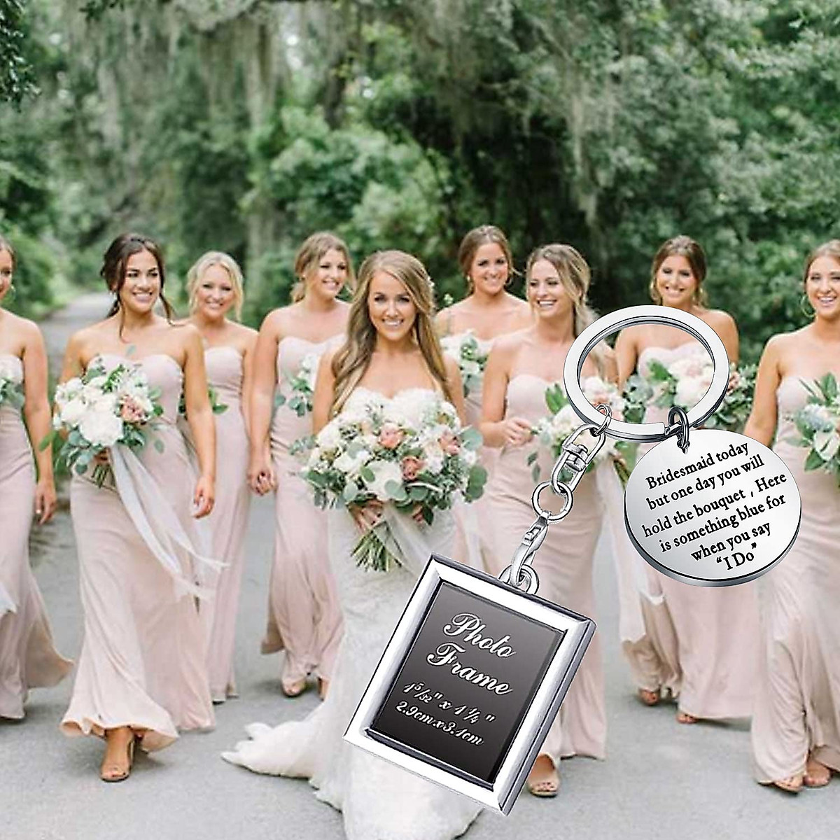 PLITI Bridesmaid Keychain Bridesmaid Proposal Gift Junior Bridesmaid Wedding Gift From Bride Bouquet Charm Bridal Shower Gift (Bridesmaid photo Do ky)