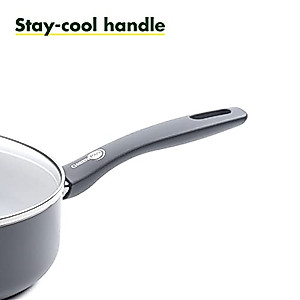 GreenPan Dover Healthy Ceramic Nonstick, 3QT Saute Pan Jumbo Cooker with Lid, PFAS-Free, Dishwasher Safe, Comfort Grip Handle, Grey