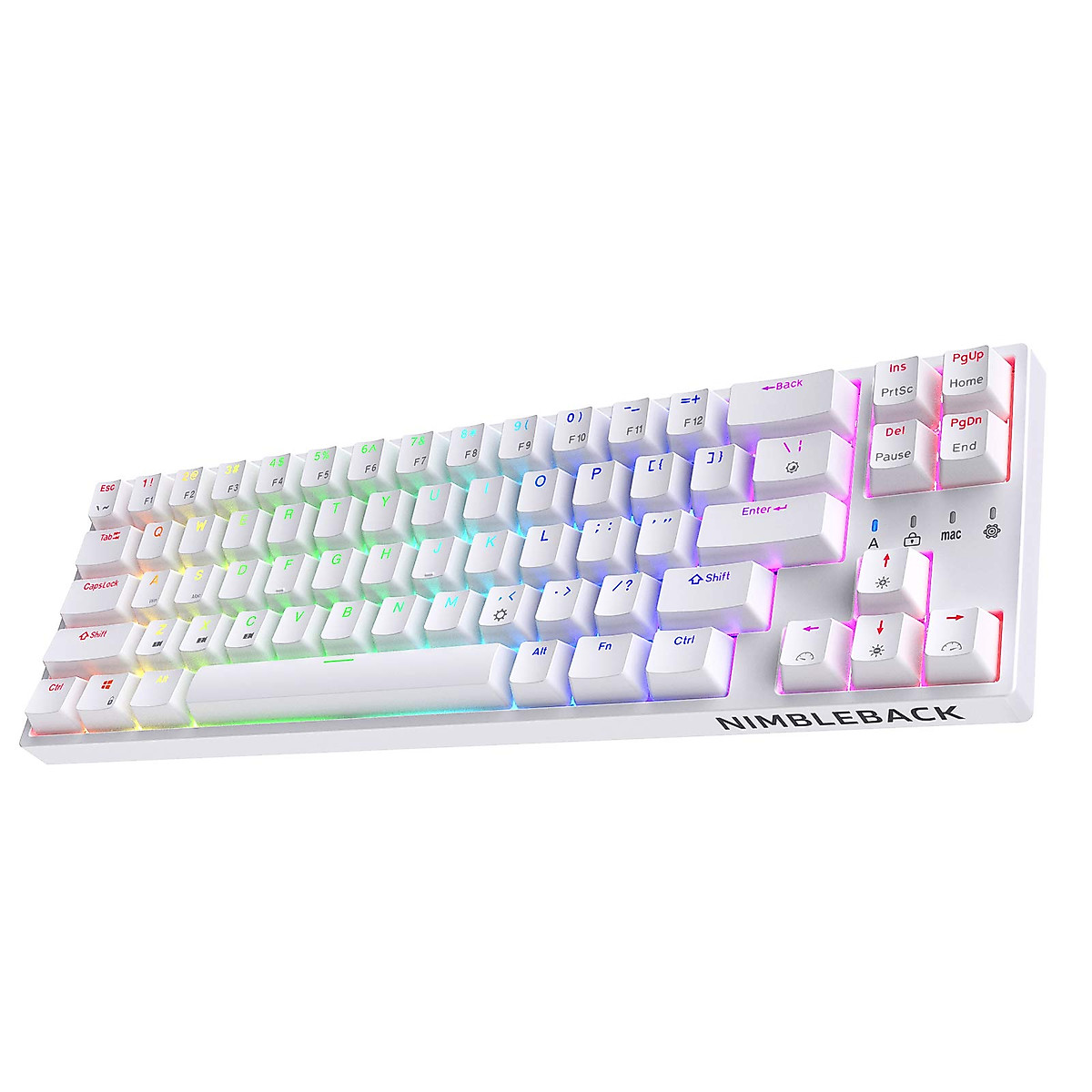 LTC NB681 Nimbleback Wired 65% Mechanical Keyboard, RGB Backlit Ultra-Compact 68 Keys Gaming Keyboard with Hot-Swappable Switch and Stand-Alone Arrow/Control Keys (Hot Swappable Red Switch, White)