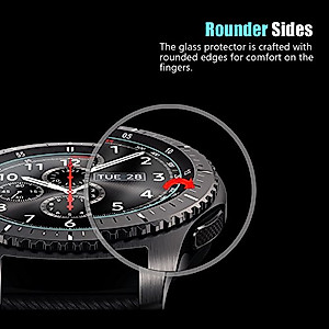 (4-Pack) Gear S3 Tempered Glass Screen Protector, Akwox [0.3mm 2.5D High Definition 9H] Premium Clear Screen Protective Film for Samsung Gear S3 Frontier / Classic Smart Watch 1.3 Inch