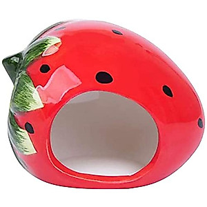 Cool Hamster House Hideout Ceramics Strawberry Shape Bed Cute Small Animal Pet Squirrel Hedgehog Chinchilla Nest Hamster Cage Accessories