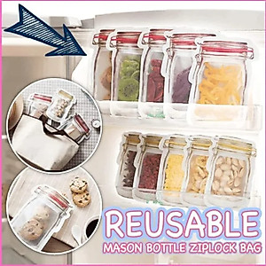 Hubosale Ziplock Bags, Hubosale Food Storage Bags, Reusable Mason Bottle Ziplock Bags Hubosale, Food Storage Plastic Bags Multi-size Leak Proof Zipper Bags for Kitchen Camping Travel Office