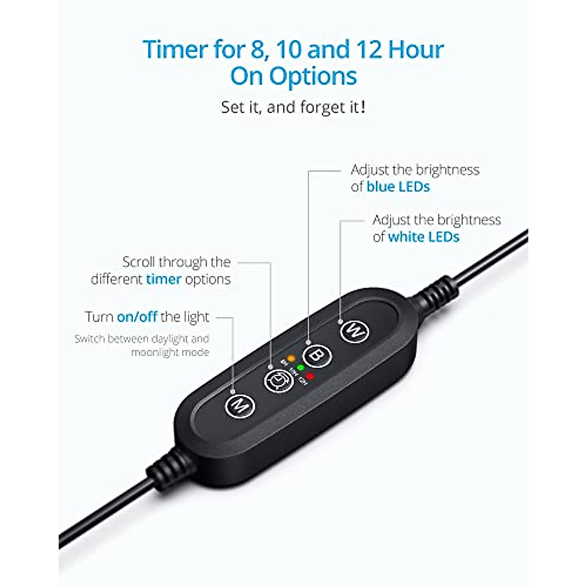 NICREW ClassicLED Gen 2 Aquarium Light, Dimmable LED Fish Tank Light with 2-Channel Control, White and Blue LEDs, High Output, Size 18 to 24 Inch, 15 Watts