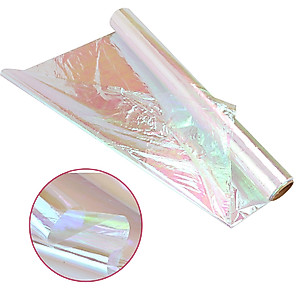 MIVIDE 34 in x 49 ft Iridescent Cellophane Wrap Roll, 2 Roll Iridescent Cellophane Wrapping Paper for Gift Baskets, DIY Crafts, Birthday, Christmas Gifts Wrapping, Flower Wrapping, Red Gold Iridescent