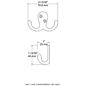 LIBERTY B46114Q-SN-C5 Double Prong Robe Hook, Satin Nickel, Matte Nickel