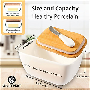Butter Dish with Lid for Countertop – Butter Keeper – Butter Holder – Butter Container – Butter Dish with Lid and Knife – Butter Tray – Butter Saver – Ceramic Butter Dish with Kinfe Holder by UNI-THGT