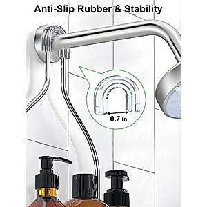 SMARTAKE Hanging Shower Head Caddy, Rustproof Bathroom Shower Shelf Organizer, SUS201 Stainless Steel Over The Shower Storage Rack, for Toilet, Bathroom and Shower Room, Silver