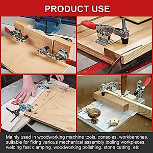 chfine 10 Pack Hold Down Toggle Clamps Woodworking Latch Antislip Red Hand Tool Holding Capacity Antislip Horizontal Heavy Duty Toggle Clamp 201B 220lbs Quick Release Tool