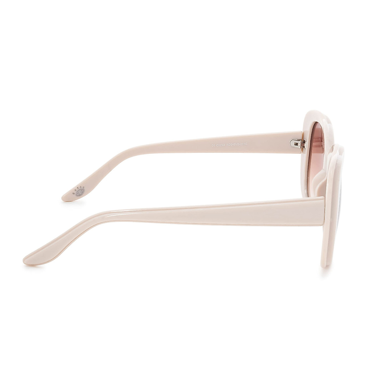 Rae Dunn - RENEE Premium Sunglasses with SUN KISSED. Signature Artwork (Glossy Beige Frame w/Brown Clear Gradient Lens)