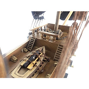 Handcrafted Nautical Decor Wooden Black Pearl Black Sails Limited Model Pirate Ship 26" - Decorative Boat