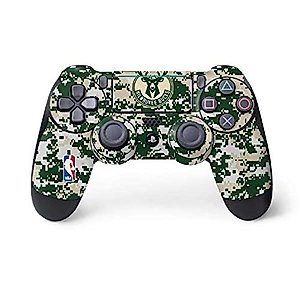 Skinit Decal Gaming Skin Compatible with PS4 Pro/Slim Controller - Officially Licensed NBA Milwaukee Bucks Camo Digi Design