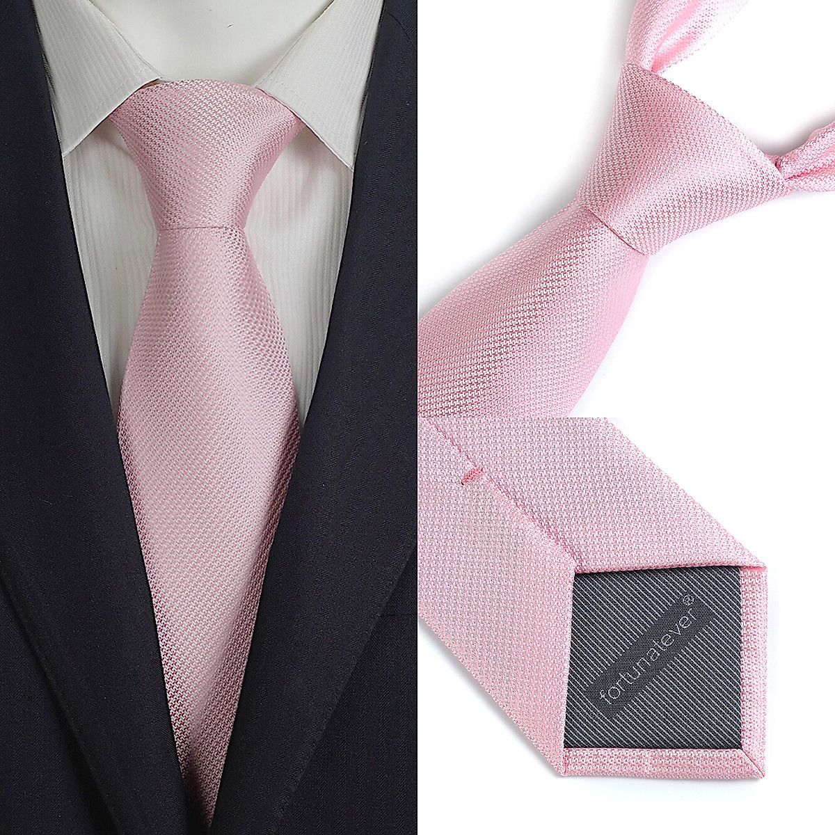 fortunatever Mens Solid Neckties,Rosy Pink Ties For Men+Gift Box,58"×3.35"