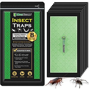 MaxGuard Extra Large Insect Traps (8 Traps) | Non-Toxic Extra Sticky Pre-Baited Glue Board, Trap & Kill Most Crawling Insects, Bugs, Spiders, Crickets, Scorpions, Cockroaches, Centipedes, Snakes.