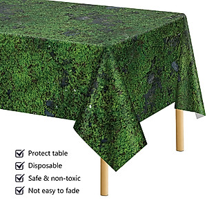 durony 2 Pieces Green Moss Pattern Plastic Tablecloth Green Leaves Tablecloth Waterproof Party Table Cover for Plants Nature Themed Party Table Decor, 108 x 54 Inch