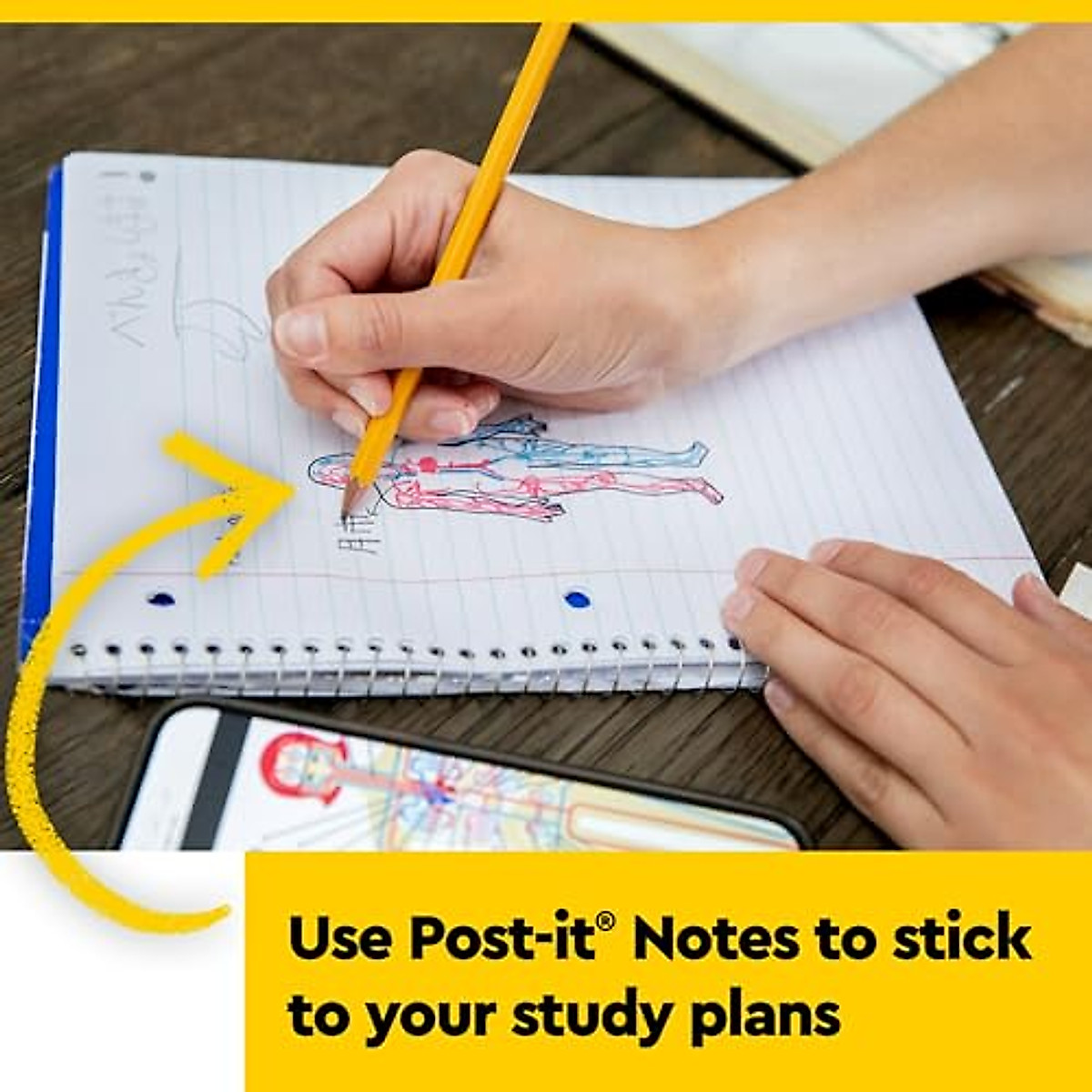 Post-it Transparent Notes, 2.8 in. x 2.8 in., Blue, Pink, Green and Orange Sticky Notes, School Supplies, Office Products, Great for Studying, 8 Pads