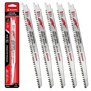 EZARC Wood Pruning Reciprocating Saw Blade 9 Inch, Fleam Ground Teeth Pruning Saw Blades for Tree Trimming, Wood/Wet Wood Cutting, 5 Pieces