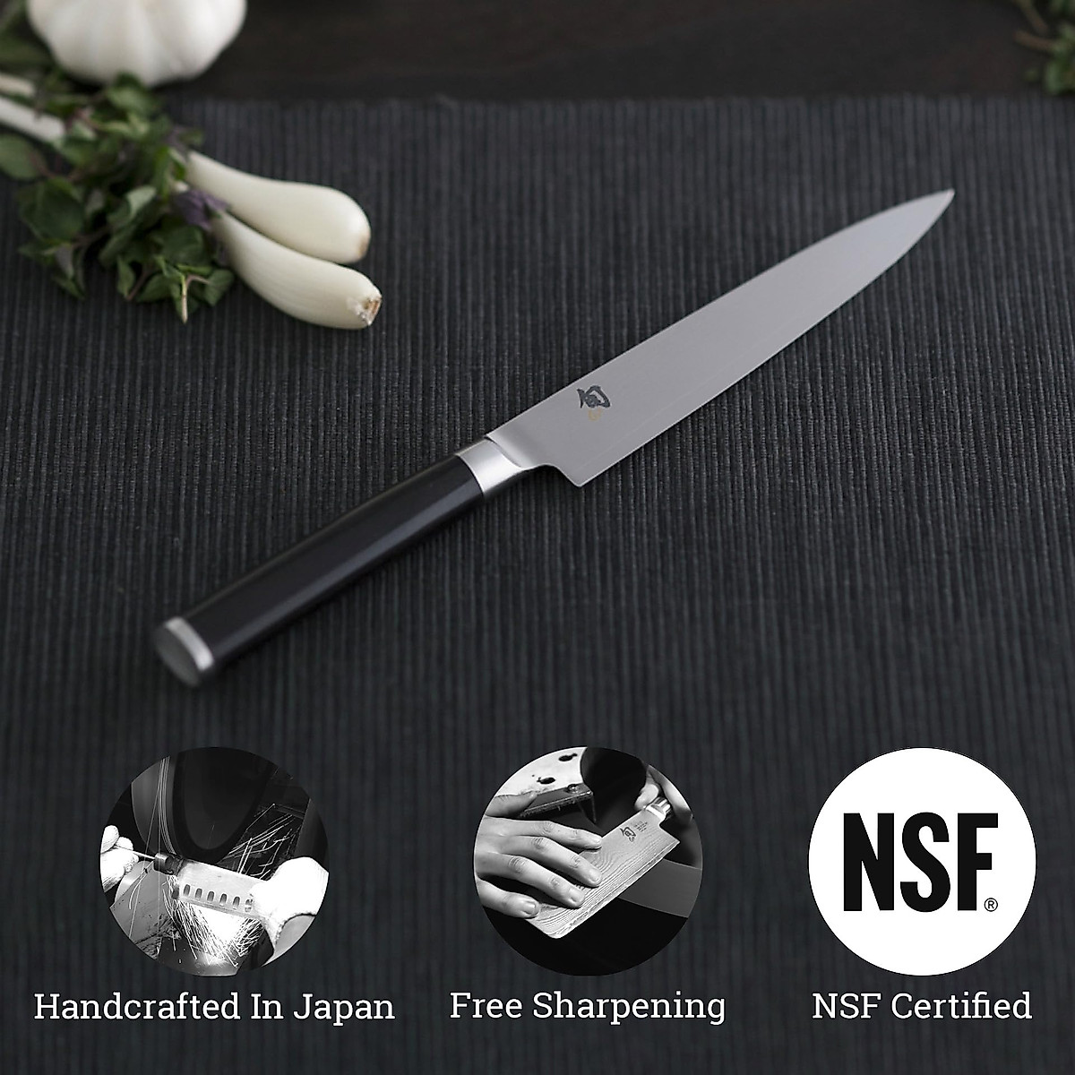 Shun Cutlery Classic Utility Knife 6", Narrow, Straight-Bladed Kitchen Knife Perfect for Precise Cuts, Ideal for Preparing Sandwiches or Trimming Small Vegetables, Handcrafted Japanese Knife