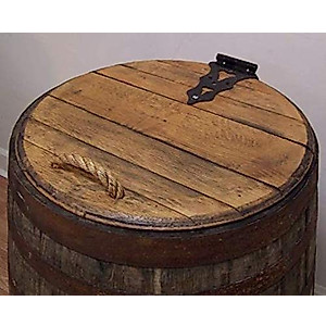 Whiskey Barrel Trash Can with Single Hinged Lid