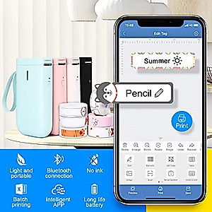 Label Maker Machine with Tape, Wireless Bluetooth Portable Mini Cute Sticker Handheld 0.6 Inch Label Printer, Compatible iOS&Android, for Home&Office (Green)